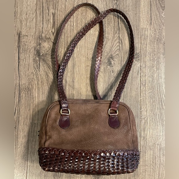 Talbots | Bags | Vintage Talbots Leather Weave Brown Purse Handbag ...